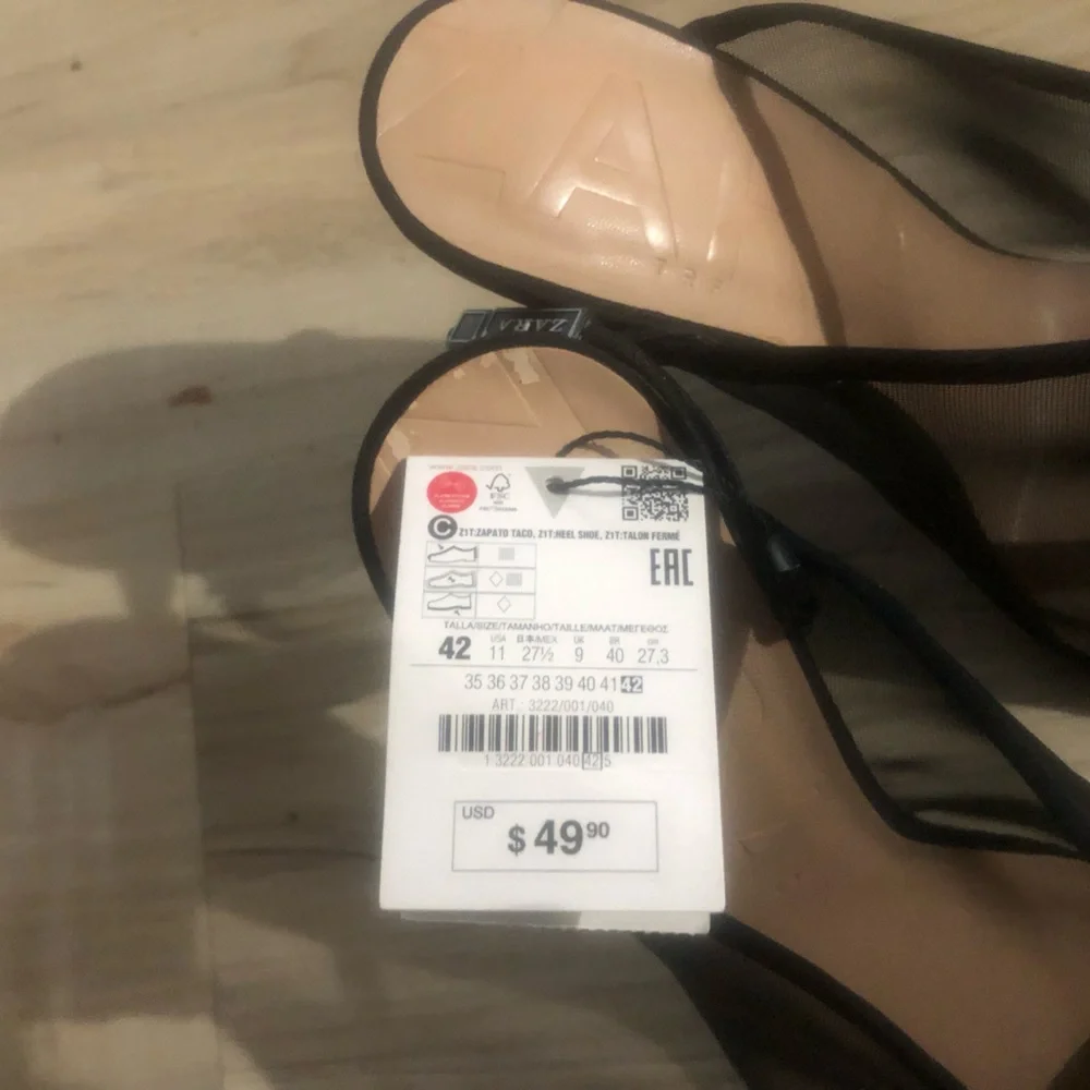 Zara | Shoes | Zara Black Mesh Womens Sandals 42 | Poshmark